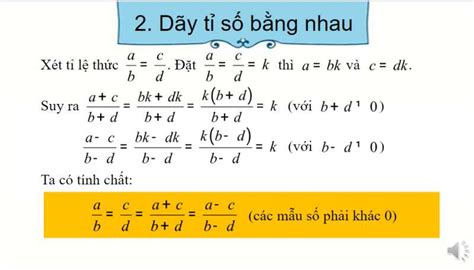 Bài giảng điện tử Tỉ lệ thức Dãy tỉ số bằng nhau Tiết 2 Giáo án