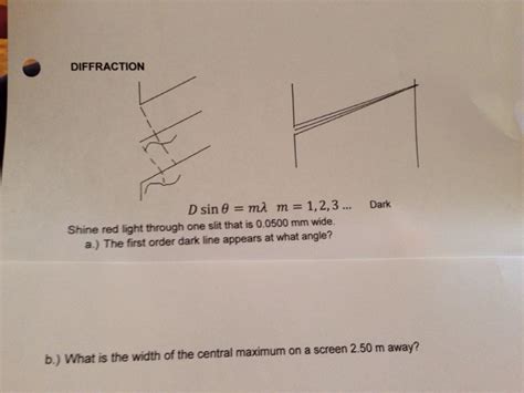 Solved Diffraction D Sin Theta M Lambda M 1 2 3