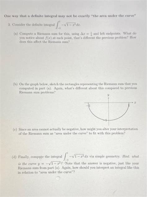 Solved One Way That A Definite Integral May Not Be Exactly