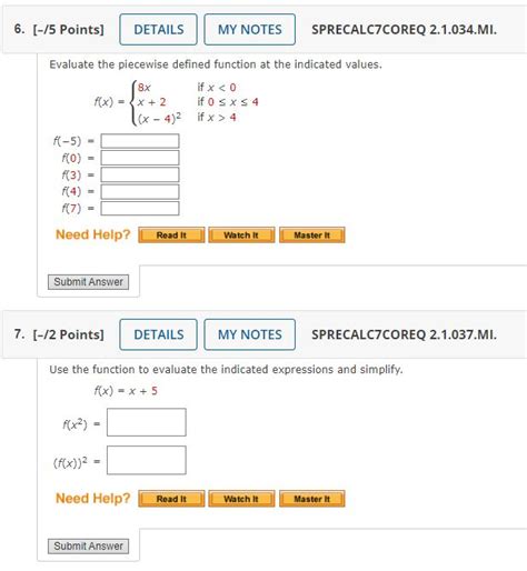 solved 1 evaluate the piecewise defined function at the