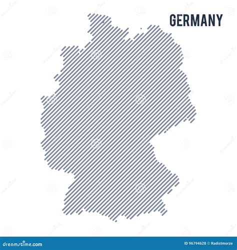 Vector Abstract Hatched Map Of Germany With Oblique Lines Isolated On A