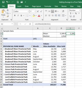 How To Add Mean Average Median Or Other Calculations To A Pivot Table Column