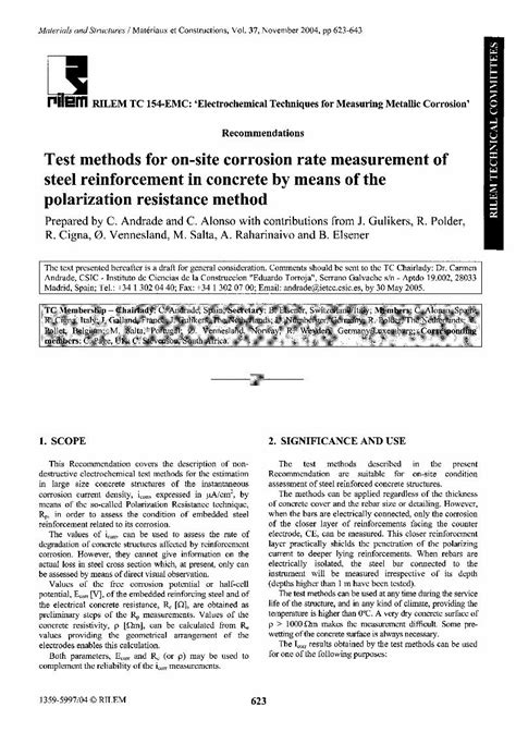 Pdf Test Methods For On Site Corrosion Rate Measurement Of €¦ · Materials And Structures