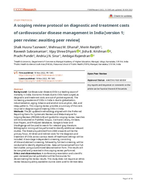 Pdf A Scoping Review Protocol On Diagnostic And Treatment Costs Of