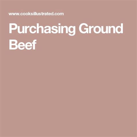 Purchasing Ground Beef