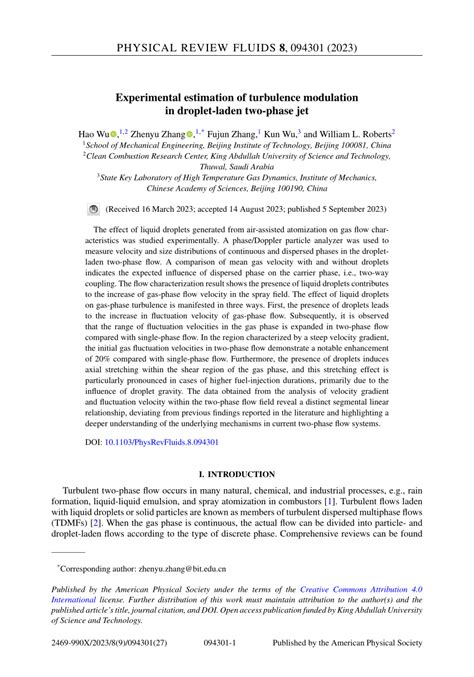 Pdf Experimental Estimation Of Turbulence Modulation In Droplet Laden