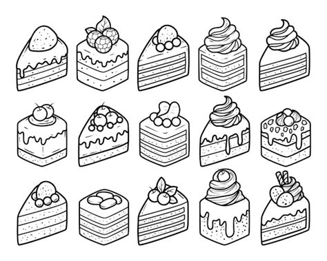 Premium Vector Cake Slice Outline Sketch Vector Illustration Set