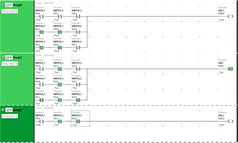 PLC Example To Control LEDs Via Switches