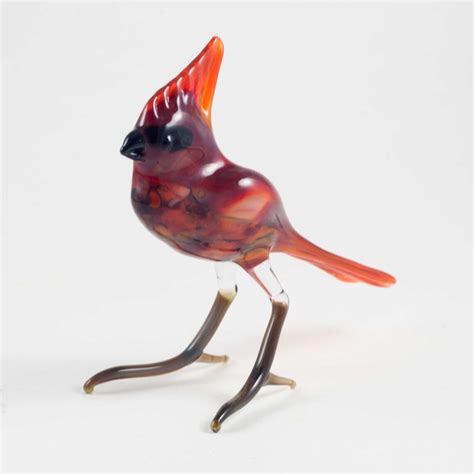 Glass Cardinal Figurine Blown Glass Cardinal Miniature Etsy
