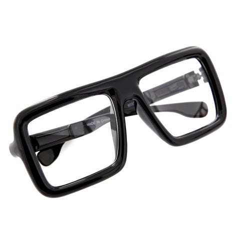 Large Retro Nerd Oversized Square Thick Frame Clear Lens Glasses For