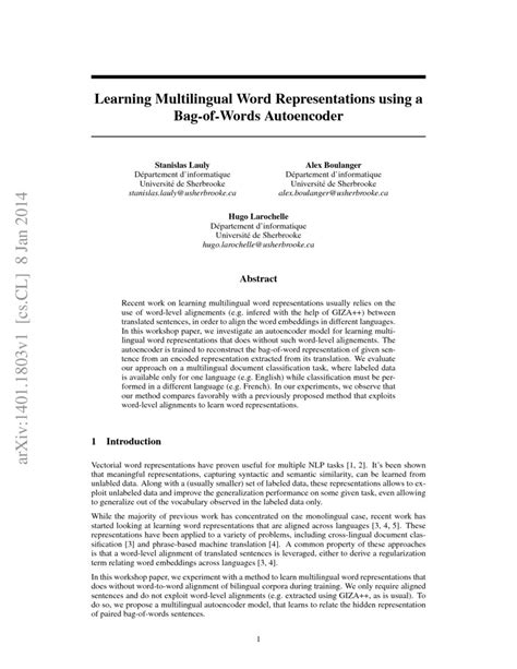 Learning Multilingual Word Representations Using A Bag Of Words