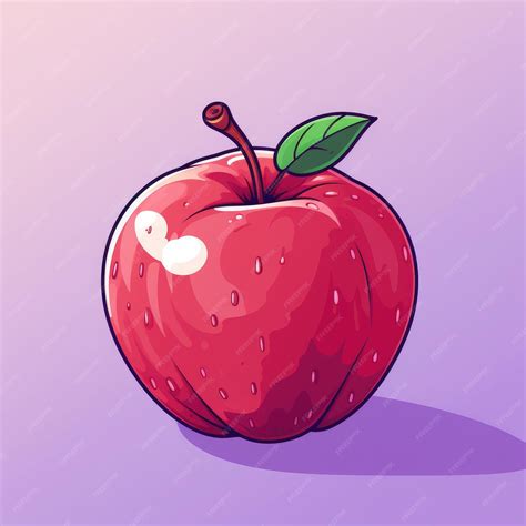 Premium Photo Doodle Inspired Red Apple Cartoon Sticker Sketch