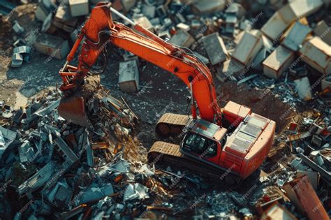Premium Photo Metal Cube A Long Reach Excavation Grabber Reaches For
