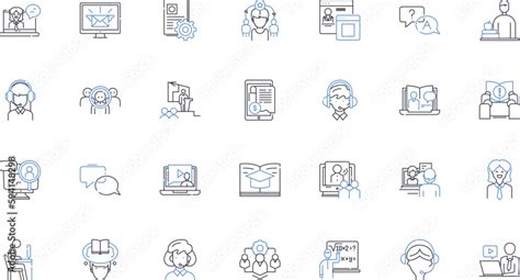 Teacher Line Icons Collection Mentor Educator Instructor Coach