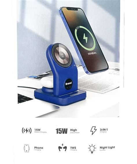 Incarcator Wireless 3 In 1 Alb Negru