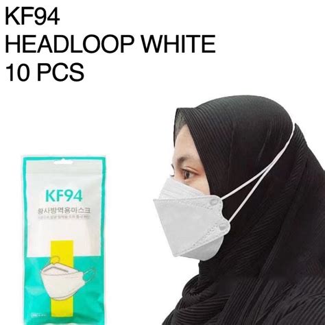 10 PCS KF94 HIJAB HEADLOOP 4 PLY PREMIUM DISPOSABLE FACE MASK ADULT