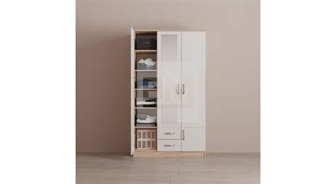 Распашной шкаф Ронда ШК 3 Сонома Белый трехдверный с ящиками купить