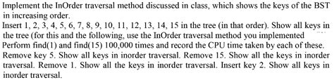 Solved Implement The InOrder Traversal Method Discussed In Chegg