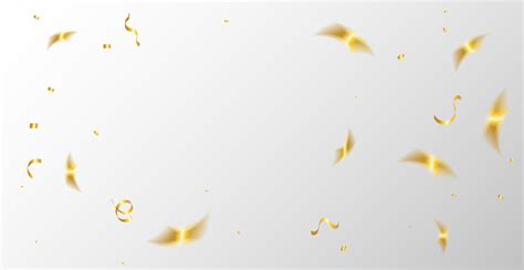 白い背景に落ちる金色の小さな紙吹雪とストリーマーリボンベクトル イラストバナーおめでとうございますハッピーバースデーの背景 卒業式の
