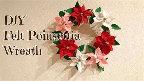 【100均diy】フェルトのポインセチアのクリスマスリースの作り方 Felt Poinsettia Wreath Youtube