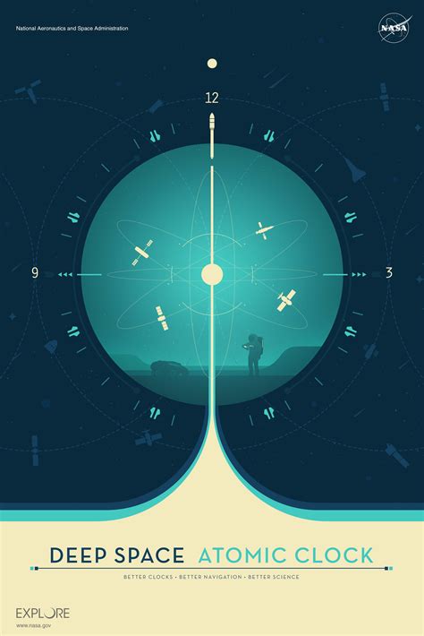 Deep Space Atomic Clock Poster Blue Version NASA Jet Propulsion Laboratory JPL