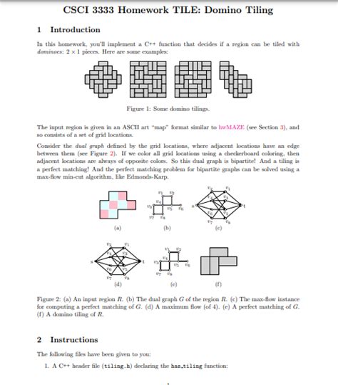 Solved Csci Homework Tile Domino Tiling Introduction Chegg