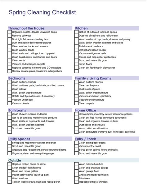 Spring Cleaning Template PreWrite