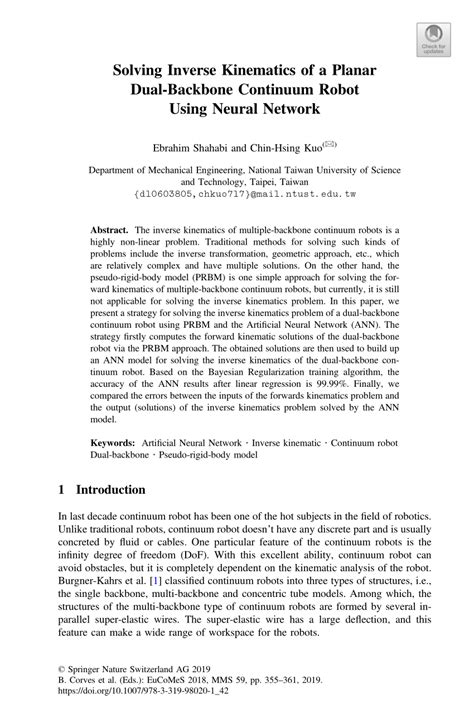pdf solving inverse kinematics of a planar dual backbone continuum