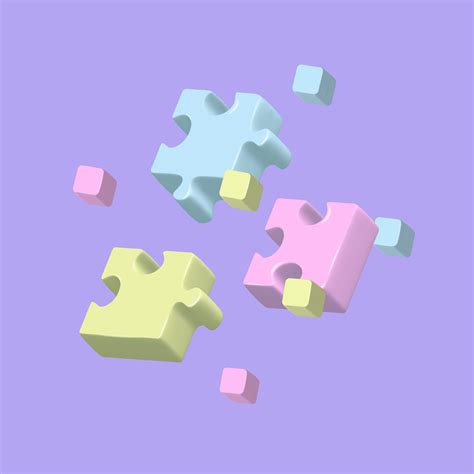 3d Fast Render Jigsaw Puzzle Concept Tiling Puzzle Puzzles Parts On Lilac Background Isolated