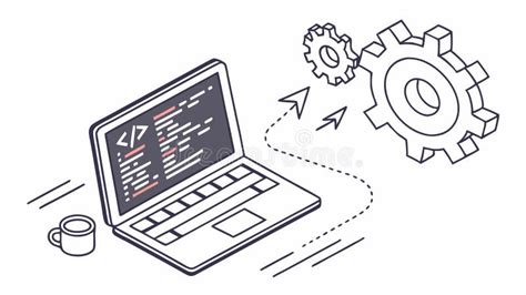 laptop with coding screen programming and software development vector