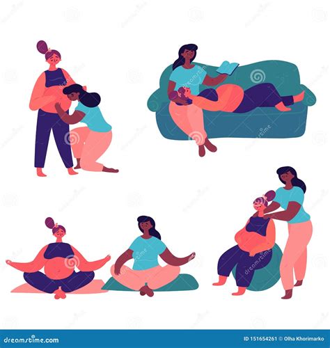 Pregnant Lesbian Couple Vector Illustration Stock Vector
