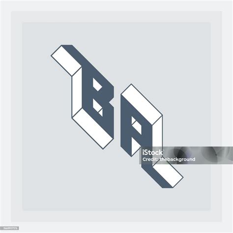 디자인을 위한 3d 글꼴입니다 원래 문자 B와 A 볼륨 알파벳 윤곽선 글꼴 벡터 로고입니다 Ba 모노그램 또는 로고타입 0명에