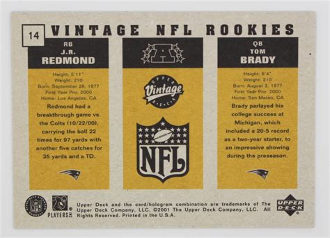 Tom Brady 2000 Upper Deck Vintage Rookie Card Dougs Toy Box