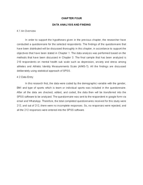 Raw Data Research Task Chapter Four Data Analysis And Finding 4 An