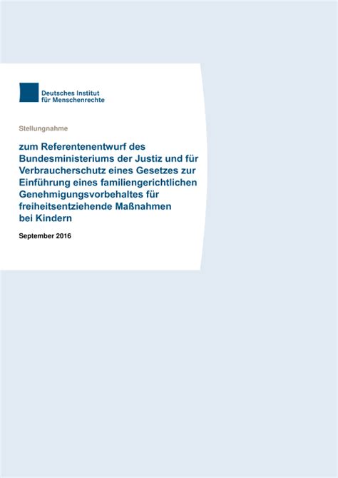Zum Referentenentwurf des Bundesministeriums der Justiz und für