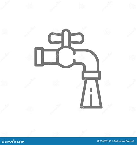 Water Tap Line Icon Isolated On White Background Stock Vector