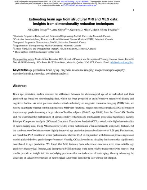 Pdf Estimating Brain Age From Structural Mri And Meg Data Insights From Dimensionality