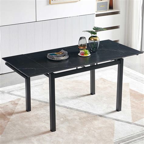Nicbex Dining Table Kitchen Table Farmhouse Ceramic Modern Rectangular Expandable