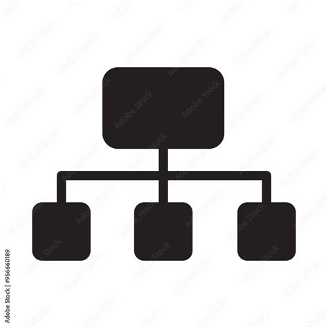 Hierarchy Structure Icon Simple Black Network Diagram Organization