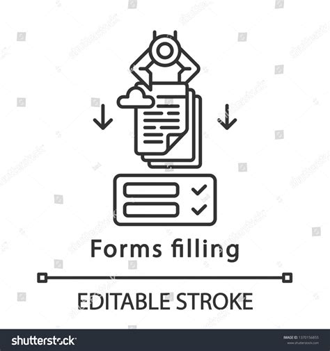 Forms Filling Linear Icon Robot Inputting Stock Vector Royalty Free