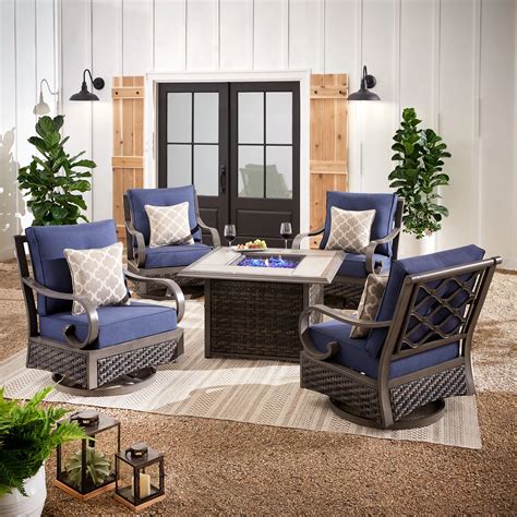 Berkley Jensen Windsor 5 Pc Wicker Fire Chat Set Navy Bjs