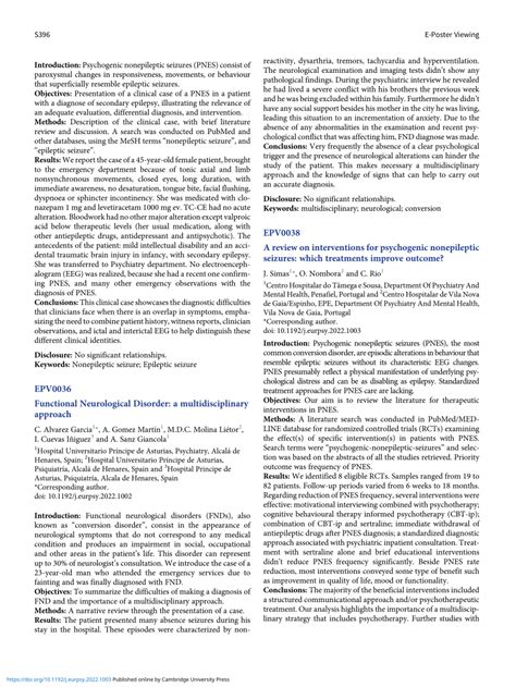 Pdf A Review On Interventions For Psychogenic Nonepileptic Seizures
