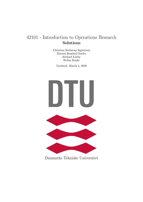 All Solutions OP Exercises Solutions 42101 Introduction To Operations Research Solutions