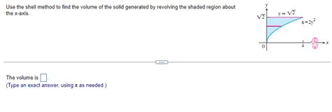 solved use the shell method to find the volume of the solid