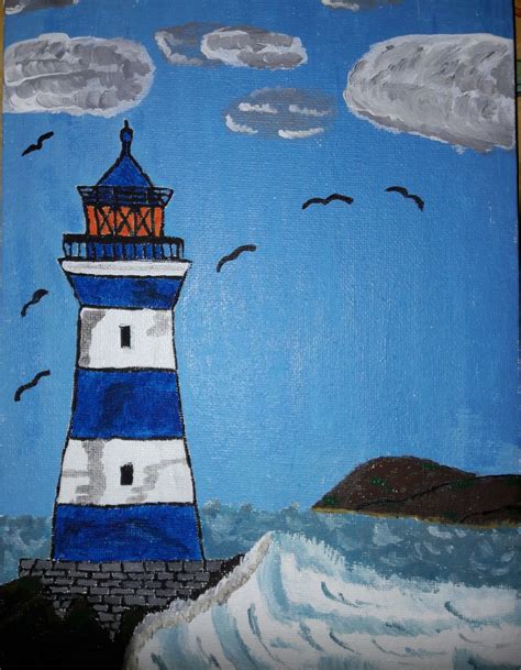 Leuchtturm Meer Leuchtturm Wasser Malerei Von Sigrid Baul Kunstnet