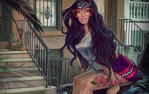 Wallpaper Girl Figure Glasses Style Brunette Art Beauty Sexy For Mobile And Desktop