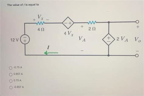 Solved The Value Of I Is Equal To −0 75 A0 857 A0 75 A−0 857