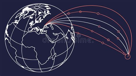 World Map With Connections Global Network And Data Flow International