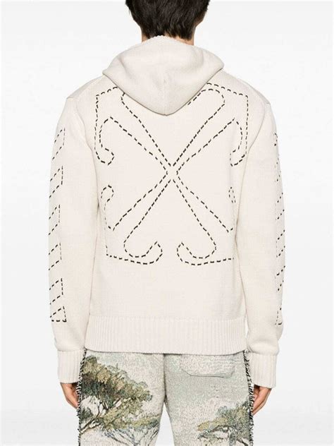 Off White Logo Cotton Blend Hoodie Off White