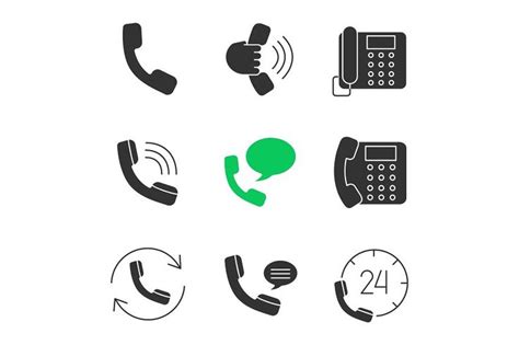 Phone Communication Glyph Icons Set